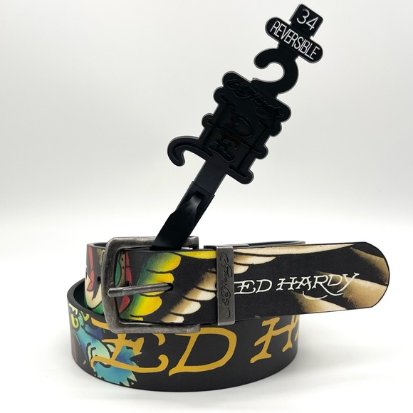 Ed Hardy | Accessories | Ed Hardy Graphic Print Dragon Mens Leather ...